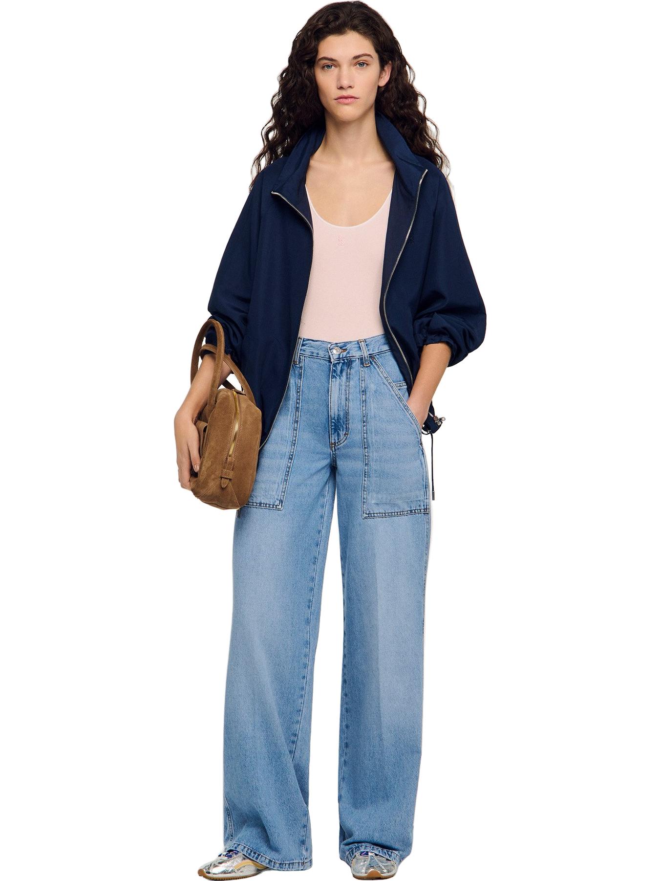 SANDRO Faded Wide Straight-Leg Jeans